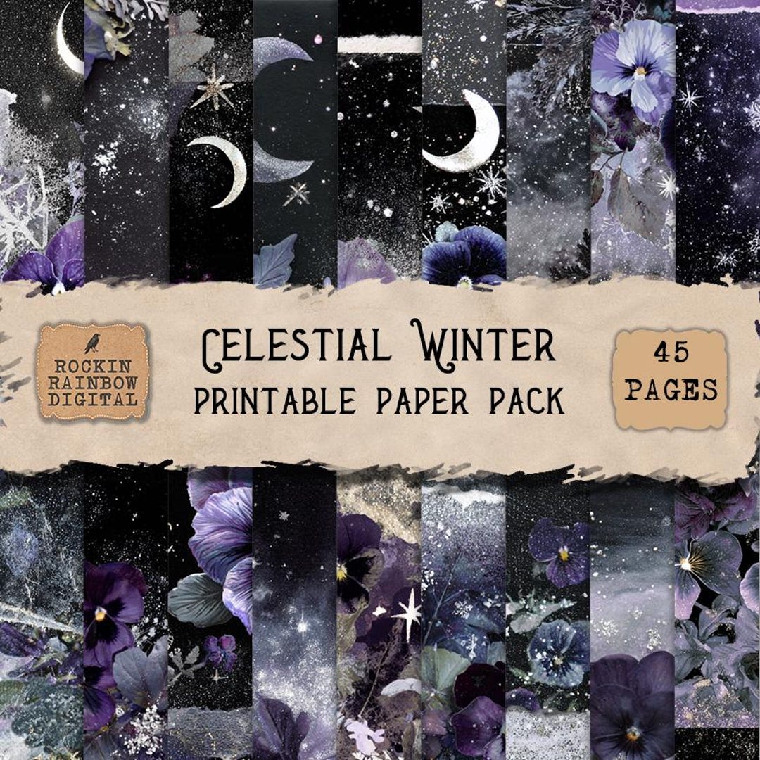 Midnight Floral Printable Paper Pack | Winter Academia Journal ...