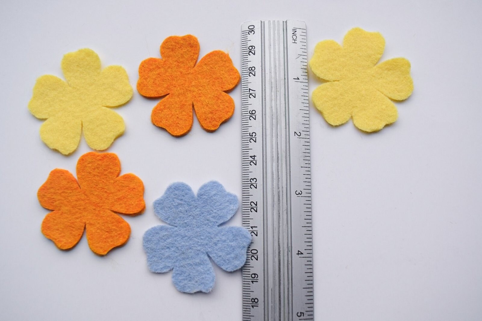 Wool Felt Flower Die Cut, Set of Wool Blend Felt Flowers, Fabric ...