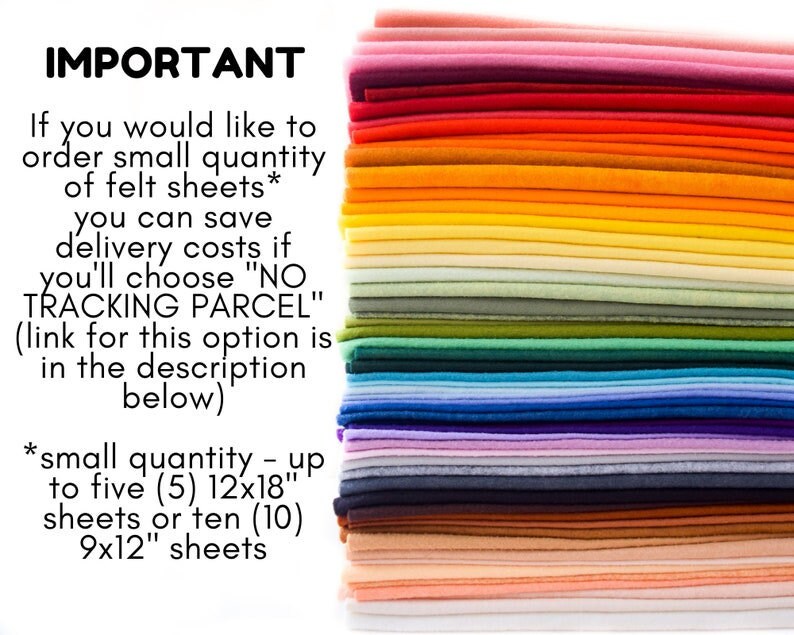 Wool Blend Felt Rainbow Colors, Set of 12 Colors Wool Felt for Crafts ...