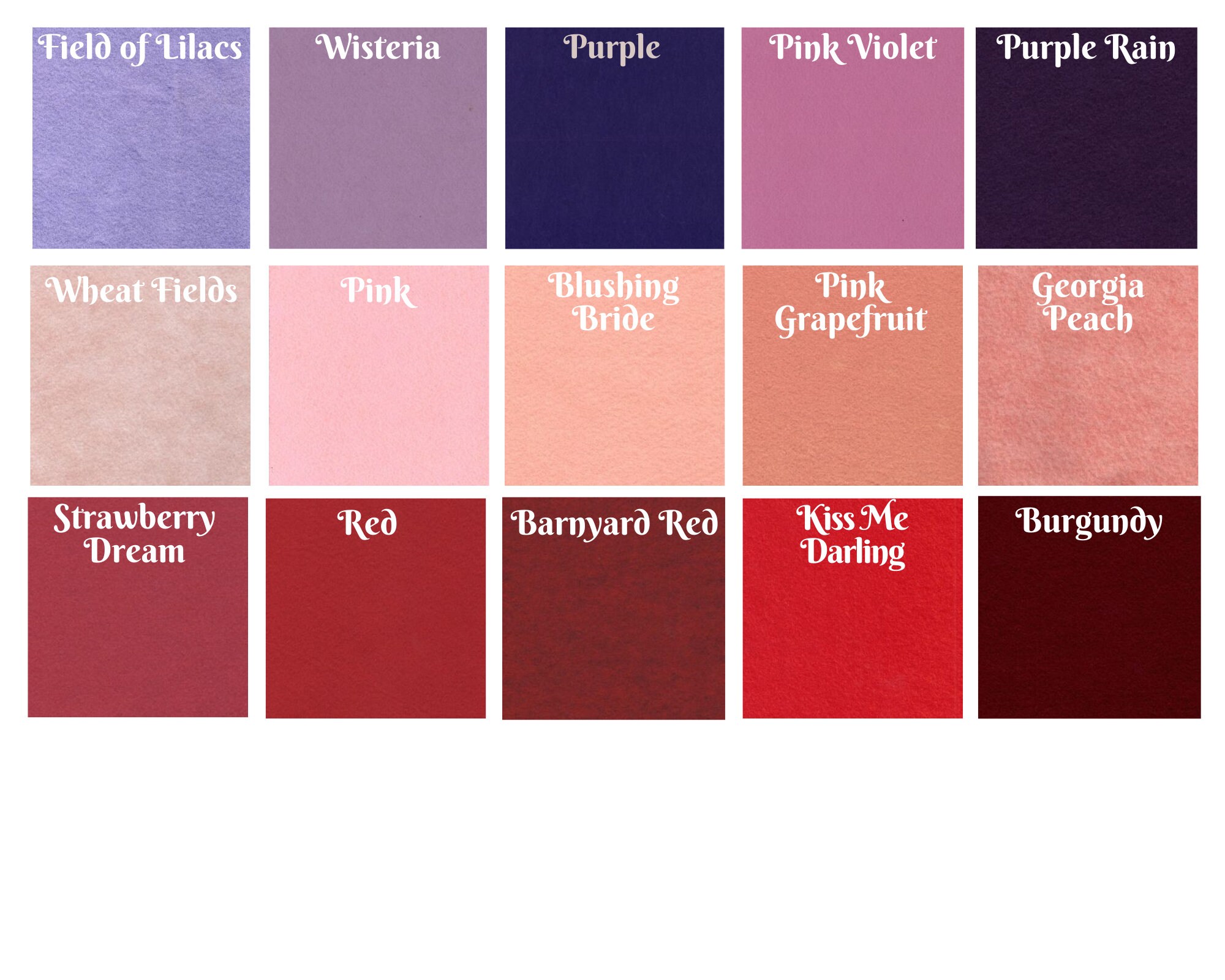 Wool Felt Swatch Chart, Wool Blend Felt 9x12 or 12x18 Sheets, Wool Felt ...