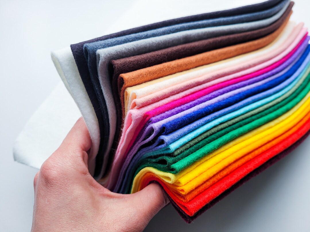 Wool Blend Felt Rainbow Colors, Set of 25 Colors Wool Felt for Crafts ...