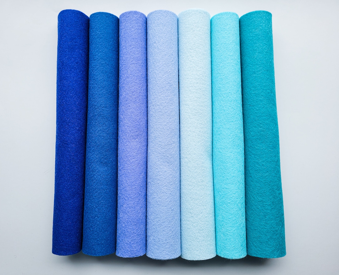 Wool Blend Felt Blue Colors, Royal Blue Shades of Wool Felt for Crafts ...