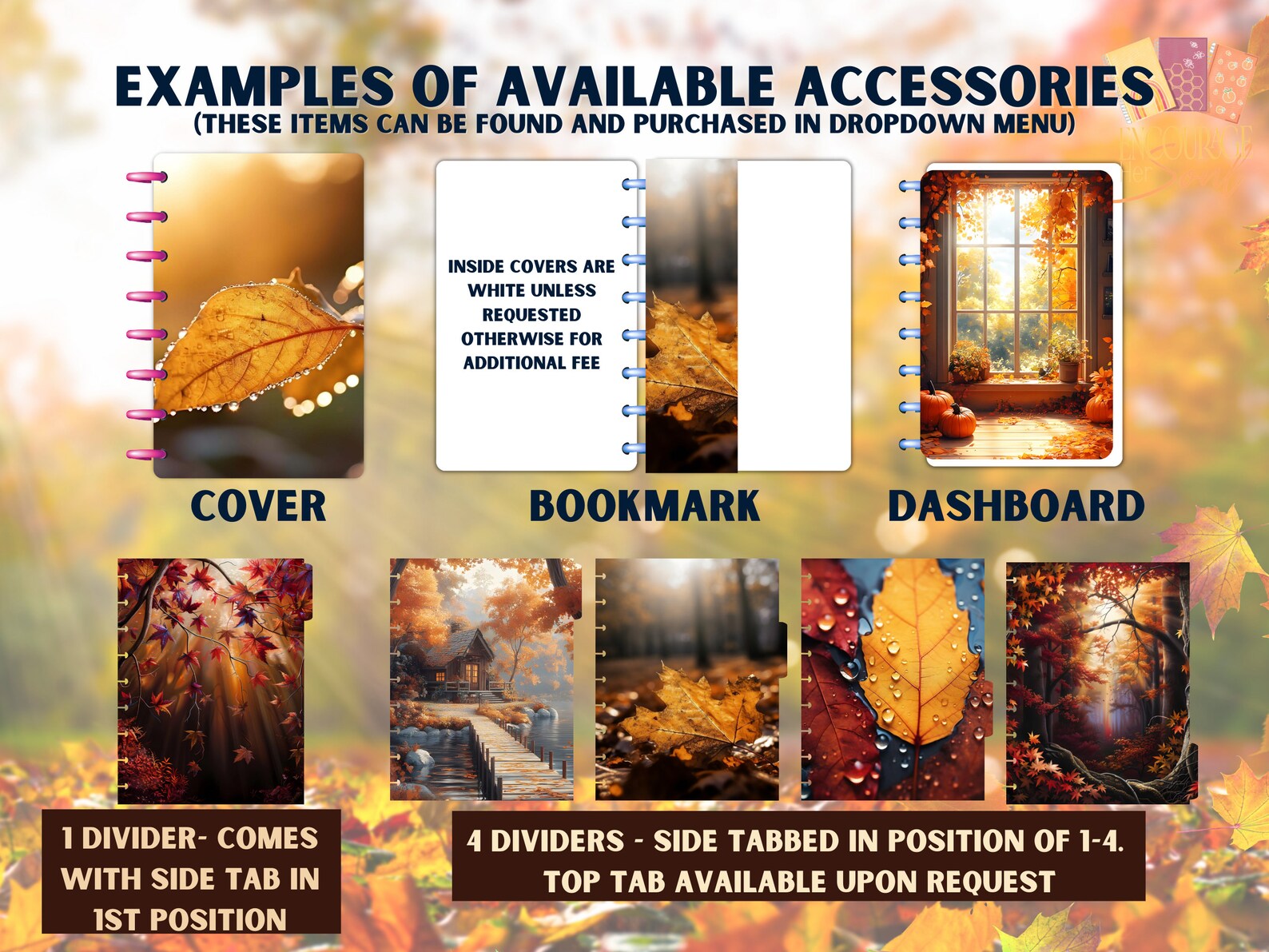 Fall Leaf Planner Cover | Happy Planner Dividers Covers | Tul | Planner ...
