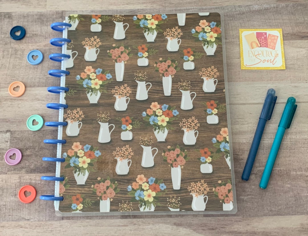 Handpicked Flowers Happy Planner | Planner Cover for Discbound ...