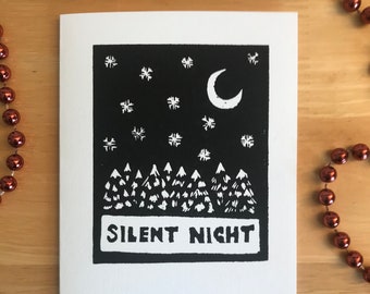 Linocut Night Scene - Etsy