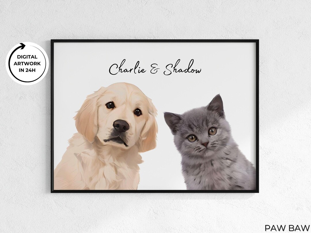 Custom Pet Portraits Using Pet Photo, Personalized Digital Dog ...