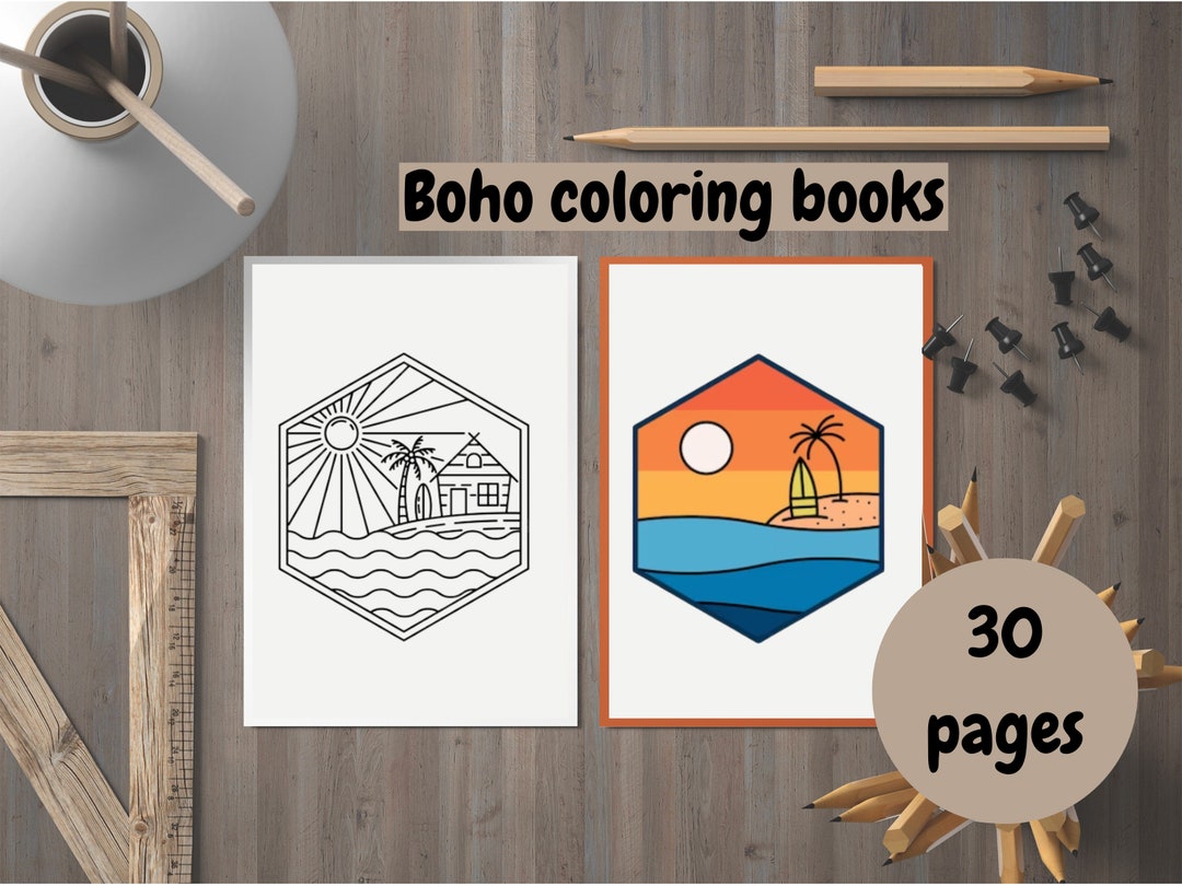 Boho Coloring Pages 30 Printable Pages Boho Landscape - Etsy