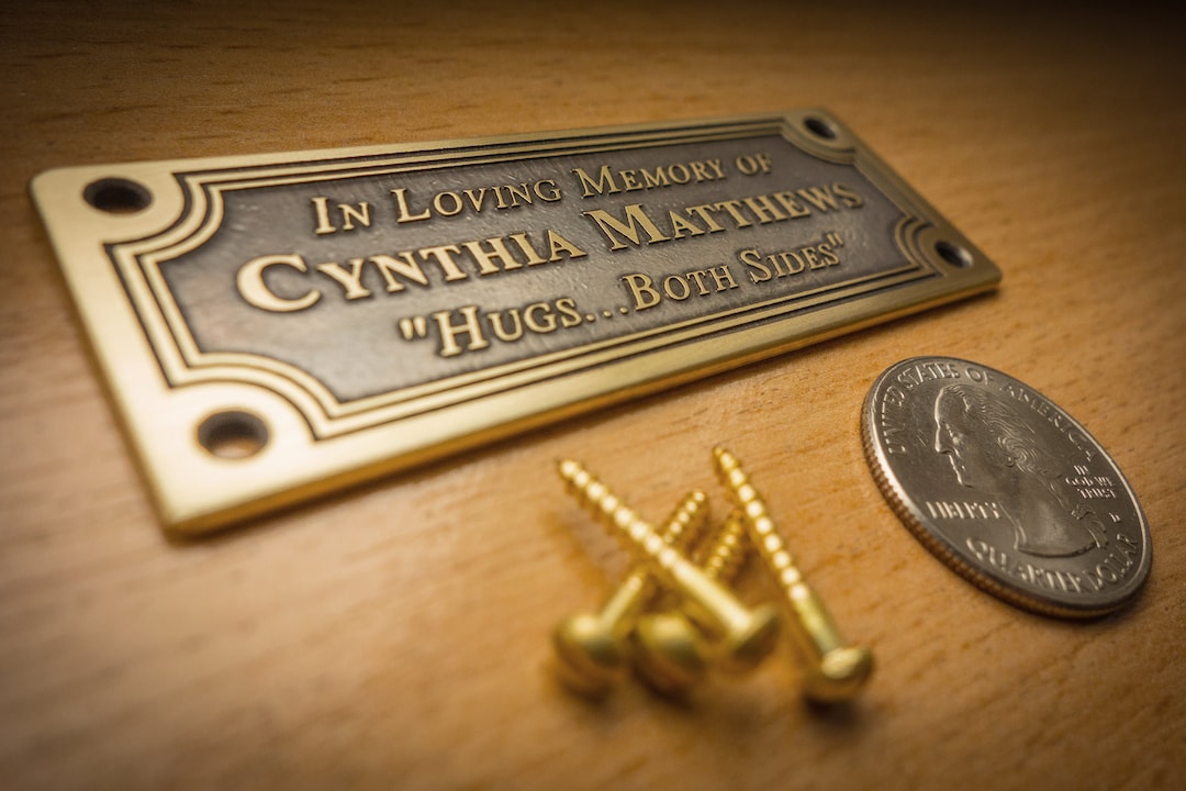 Memorial Nameplate, Bench Name Plate, Brass Plaque, Memorial Name ...
