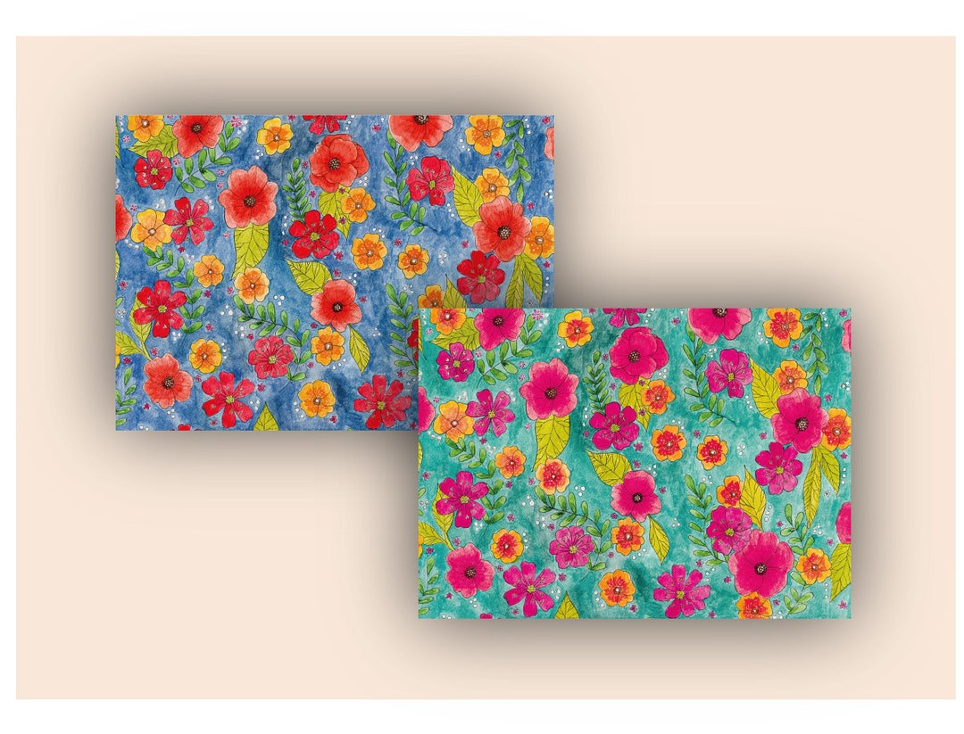 Set of Two Floral Postcards Watercolor Flower Postcard Set Flower ...