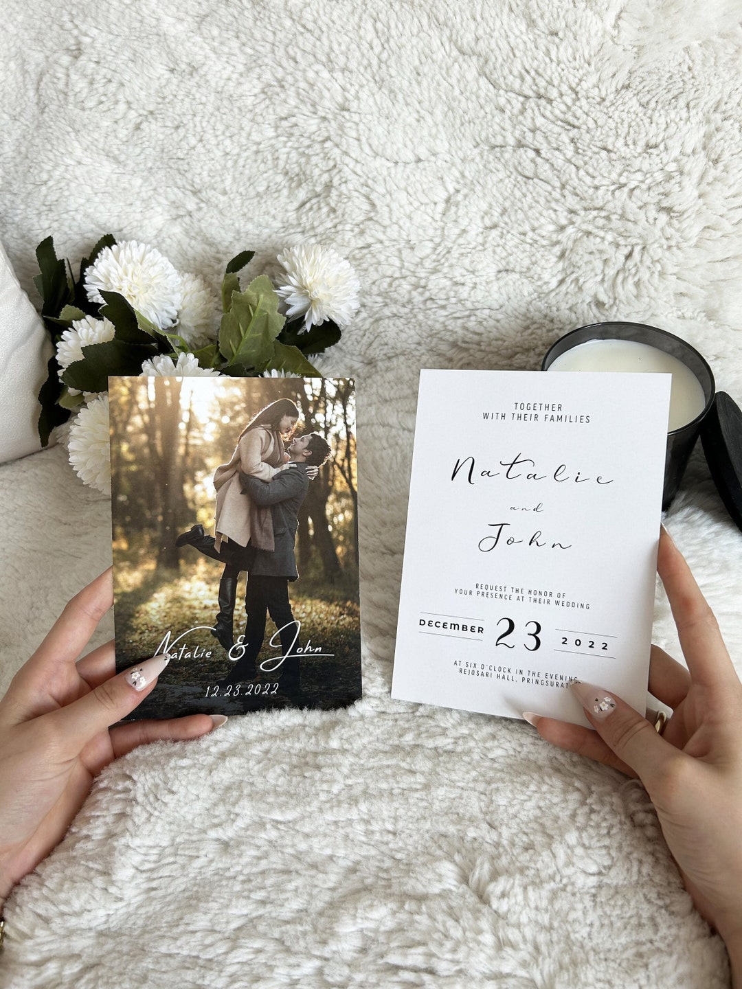 PRINTED & SHIPPED Photo Invitation Cards With Envelopes, Double Sided ...