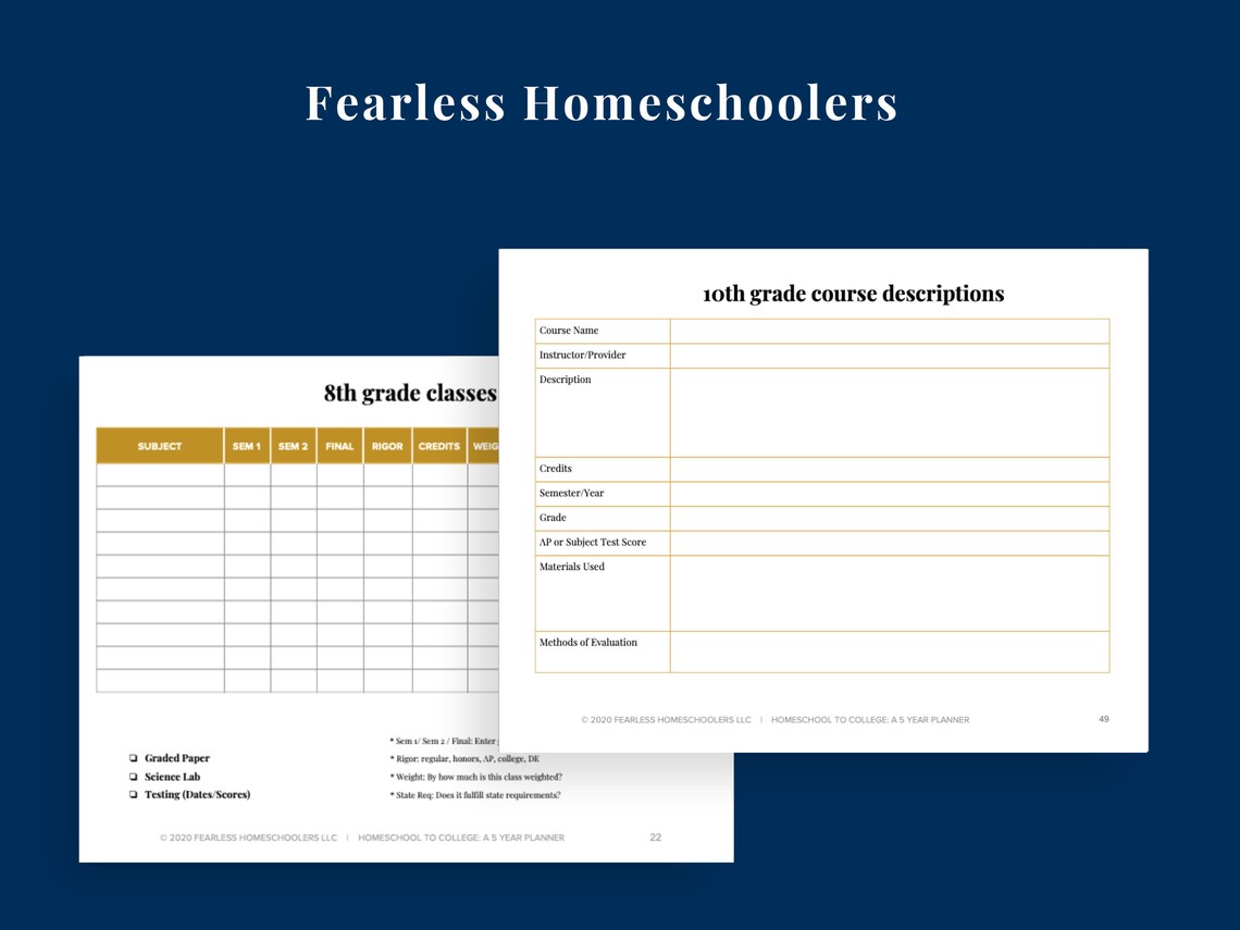 Homeschool High School Planner Homeschool Planner Homeschool - Etsy