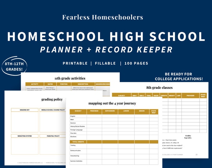 Homeschool High School Planner, Homeschool Planner, Homeschool Planner ...