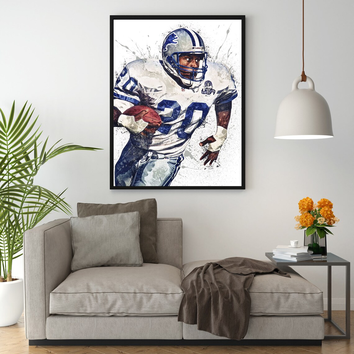 Barry Sanders Poster Detroit Lions Wall Art Printable Man - Etsy