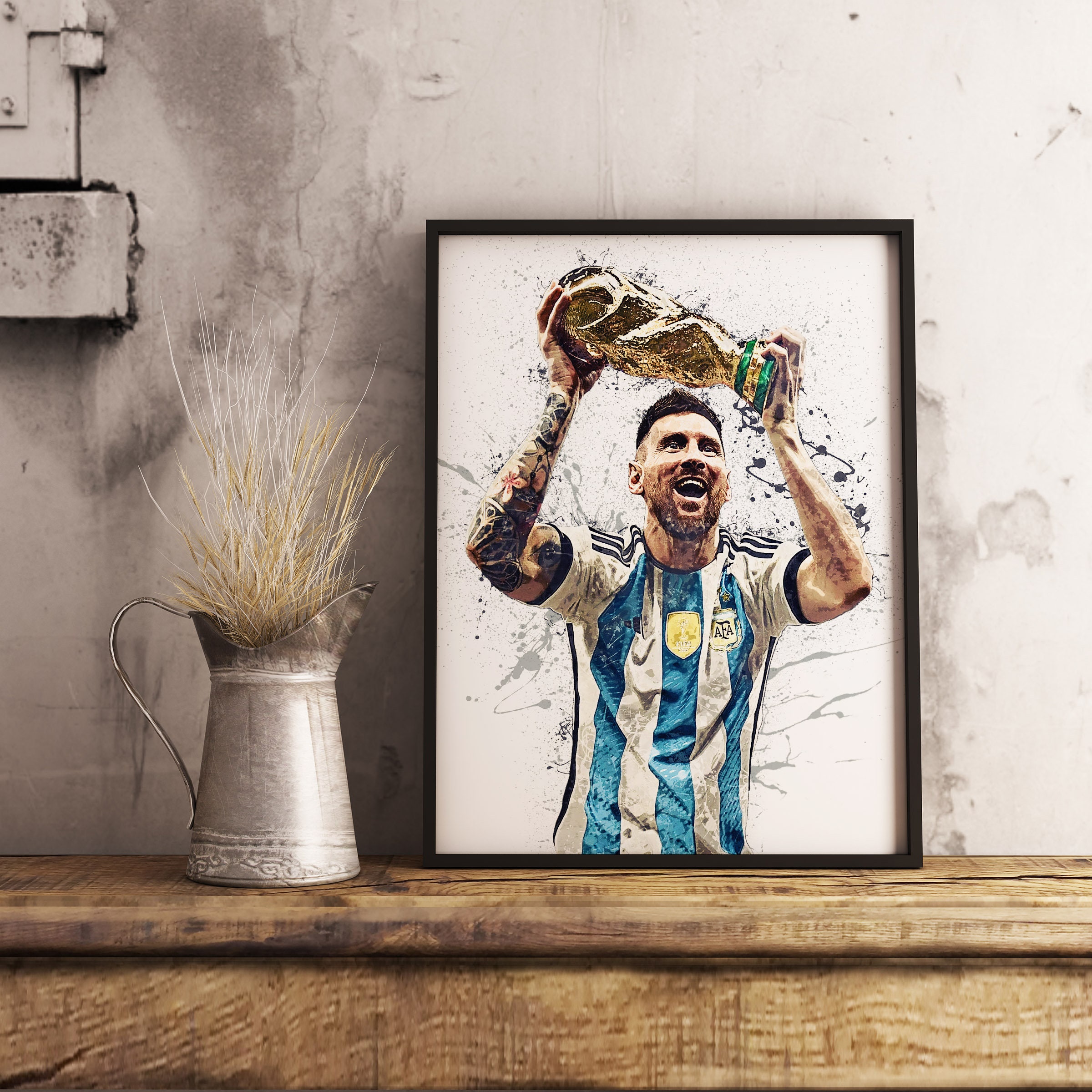 Lionel Messi Poster, Celebrates World Cup, Canvas Wrap, Wall Art Print ...