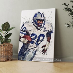 Barry Sanders Poster, Detroit Lions, Wall Art Printable, Man Cave Gift ...