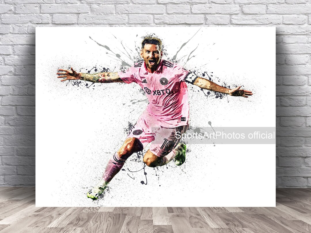 Lionel Messi Poster, Inter Miami, Canvas Wrap, Wall Art Print, Kids ...