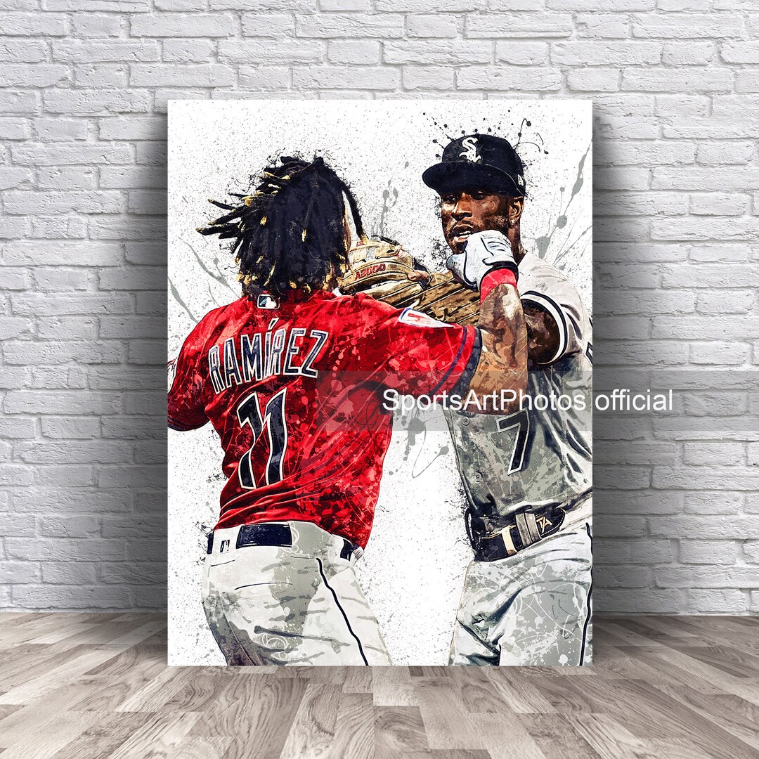 Jose Ramirez Poster, Punches Tim Anderson, Cleveland Guardians, Canvas ...
