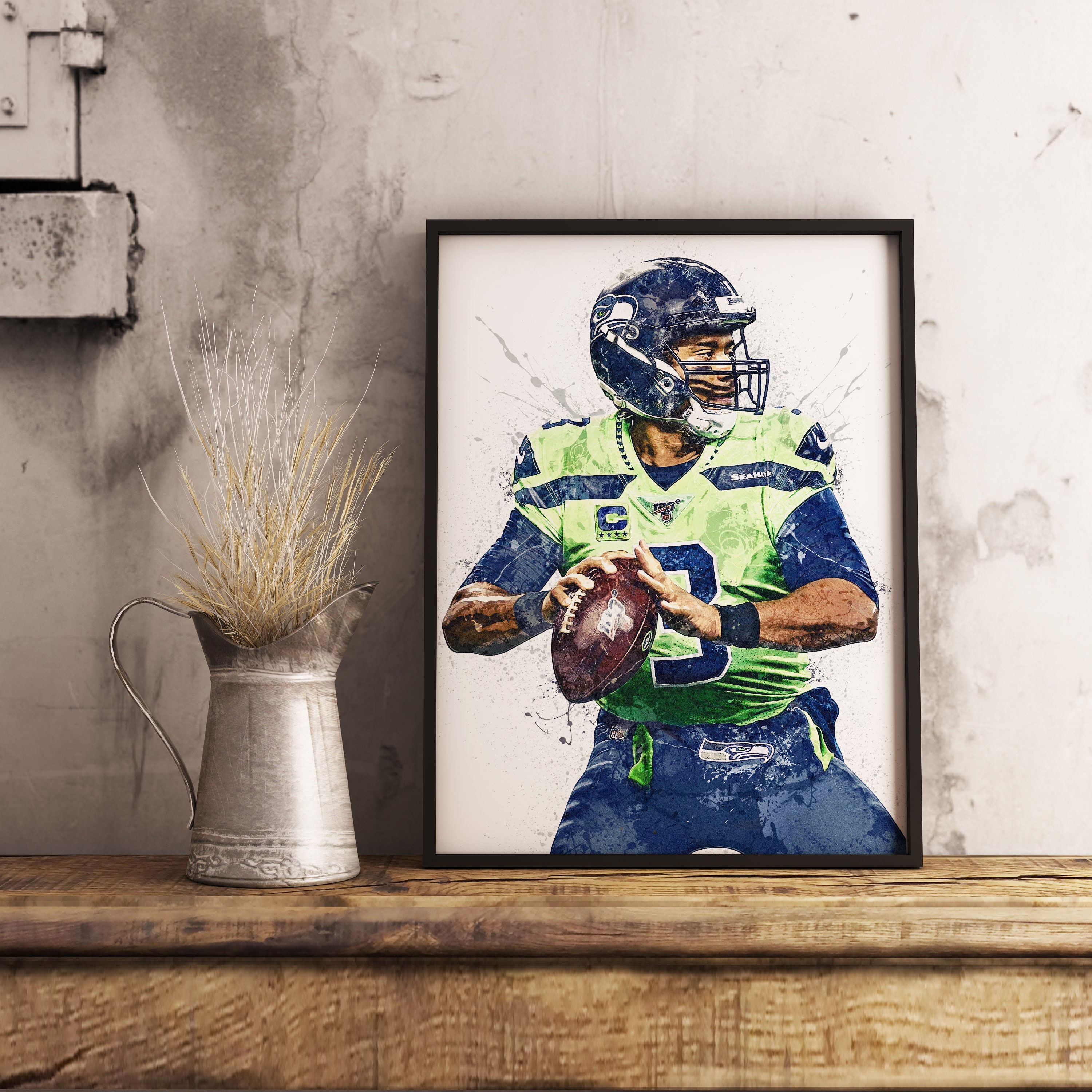 Russell Wilson Poster Wall Art Printable Seattle Seahawks - Etsy