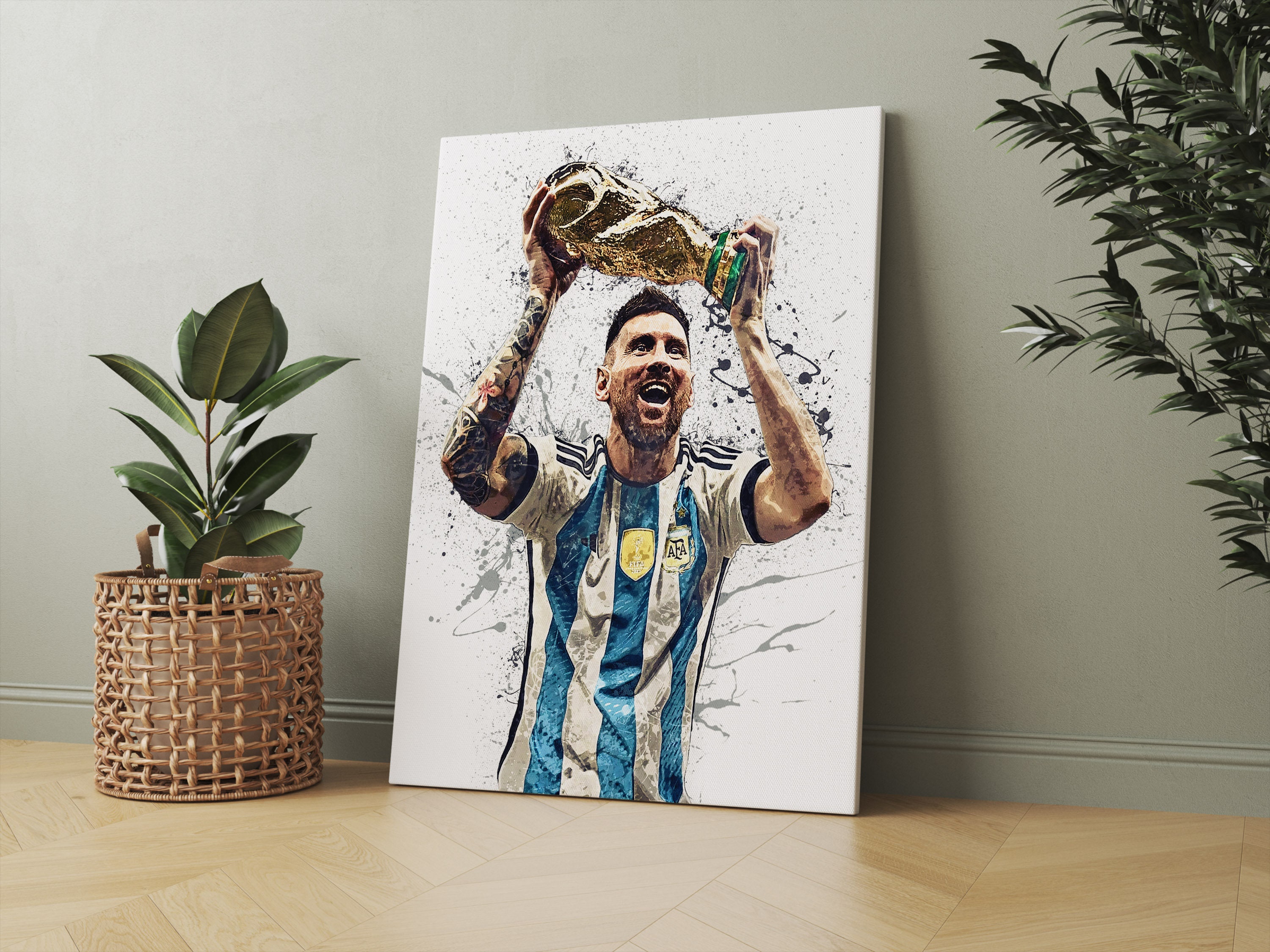 Lionel Messi Poster, Celebrates World Cup, Canvas Wrap, Wall Art Print ...