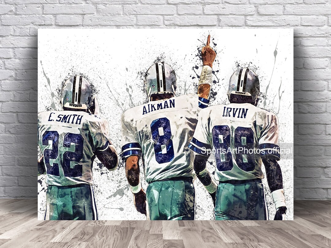 Troy Aikman, Emmitt Smith, Michael Irvin Poster, Dallas Cowboys, Canvas ...