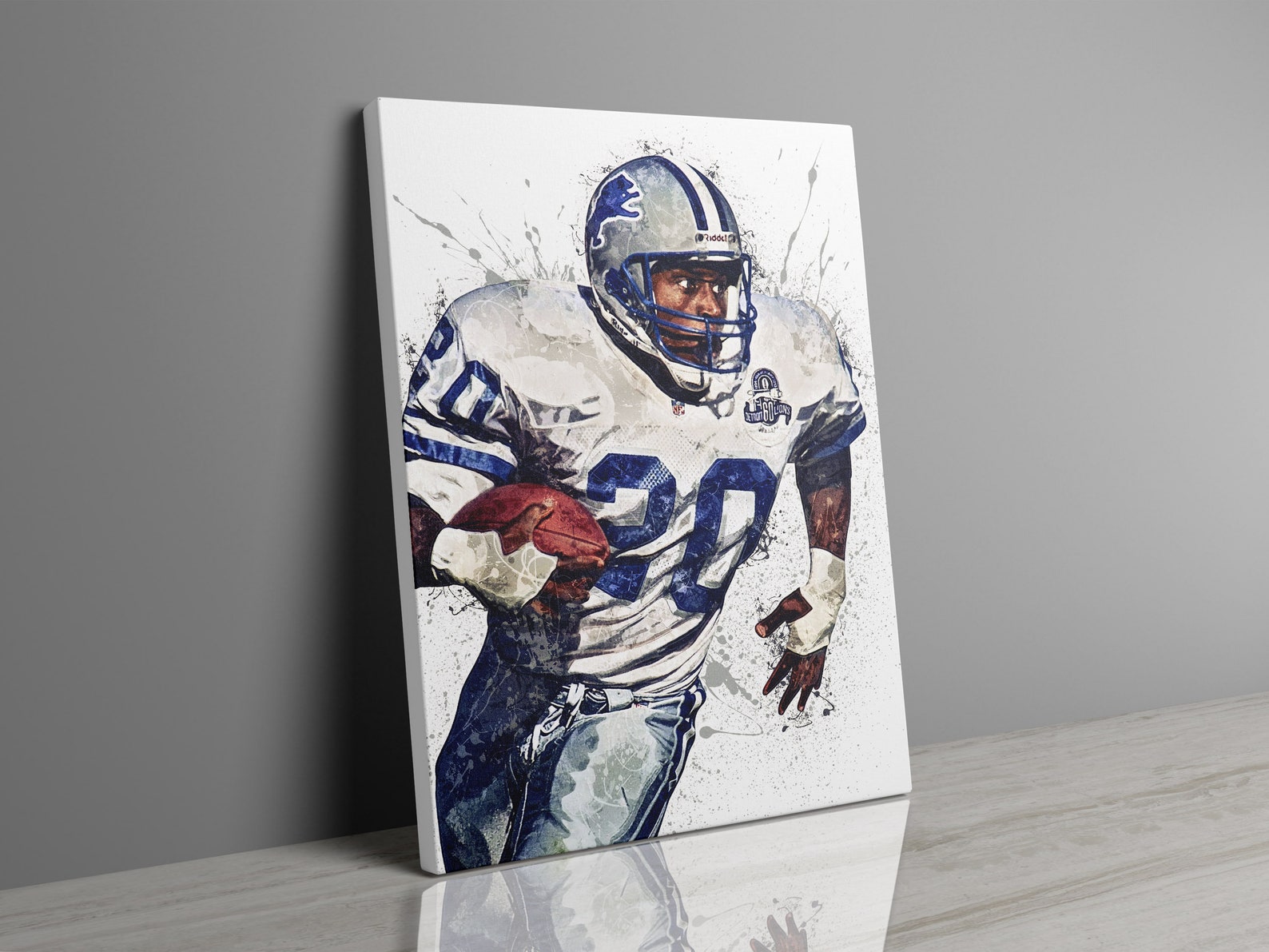 Barry Sanders Poster Detroit Lions Wall Art Printable Man - Etsy