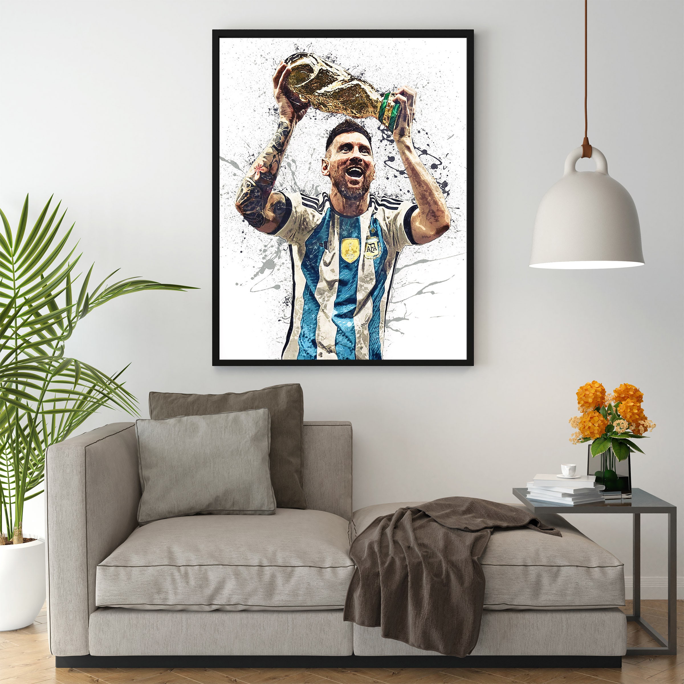 Lionel Messi Poster, Celebrates World Cup, Canvas Wrap, Wall Art Print ...