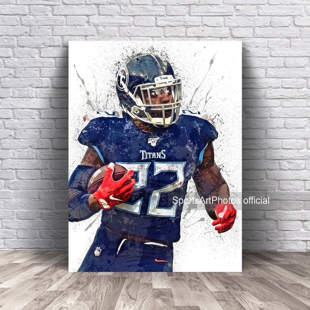 Derrick Henry Poster, Tennessee Titans, Canvas Wrap, Wall Art Print ...