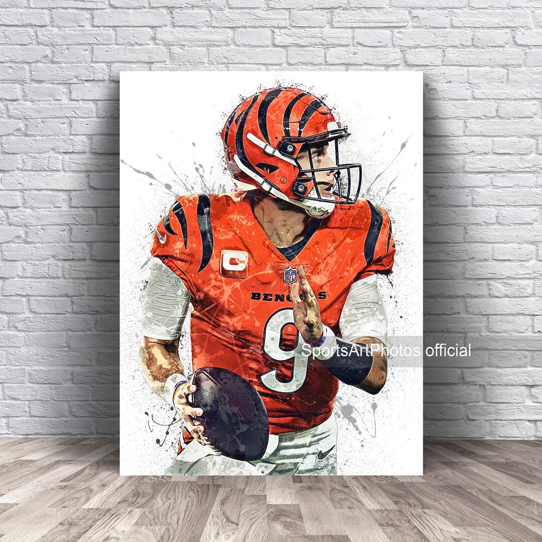 Joe Burrow Poster, Cincinnati Bengals, Canvas Wrap, Wall Art Print ...
