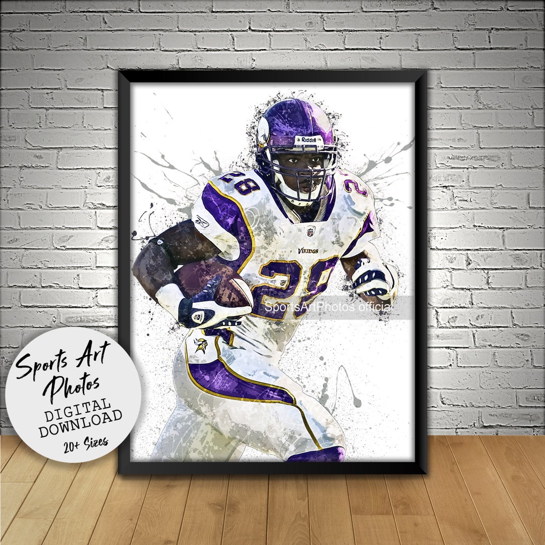 Adrian Peterson Poster, Minnesota Vikings, Wall Art Printable, Man Cave ...