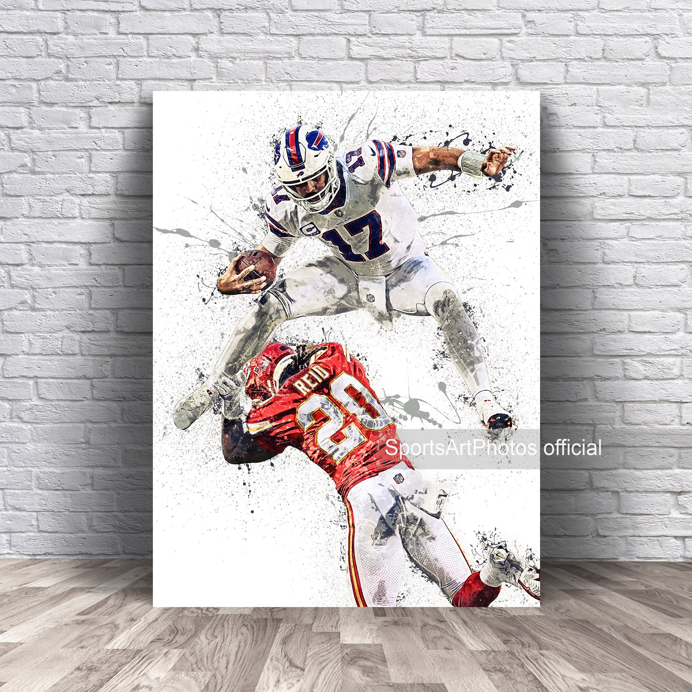 Josh Allen Poster Hurdles Justin Reid Buffalo Bills Canvas - Etsy UK