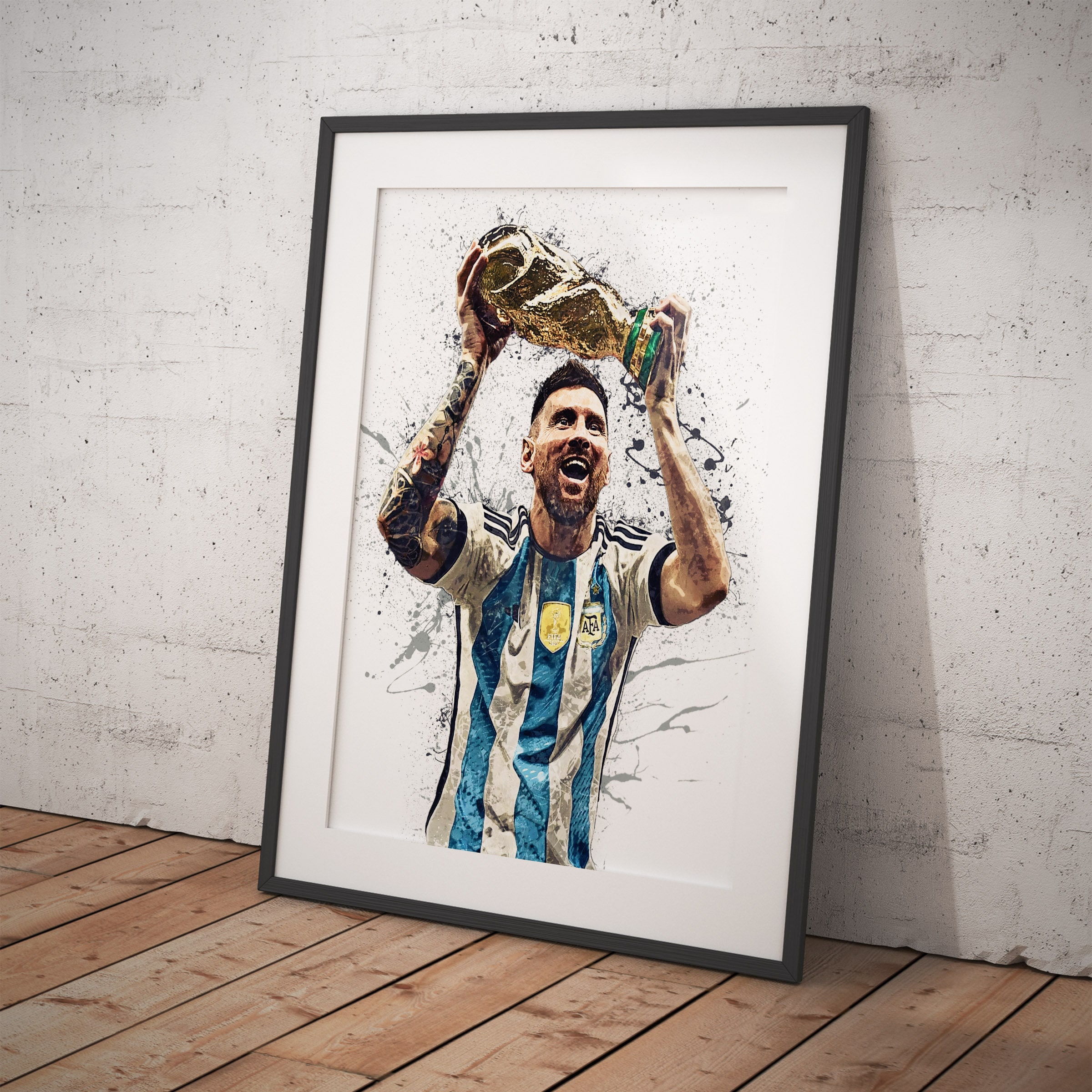 Lionel Messi Poster, Celebrates World Cup, Canvas Wrap, Wall Art Print ...