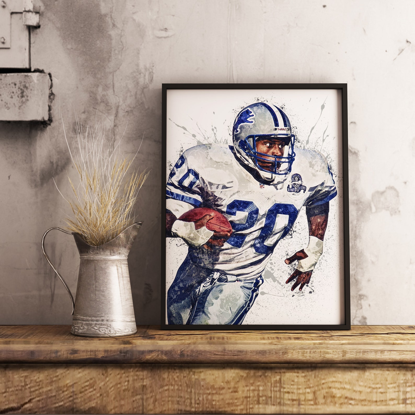 Barry Sanders Poster Detroit Lions Wall Art Printable Man - Etsy