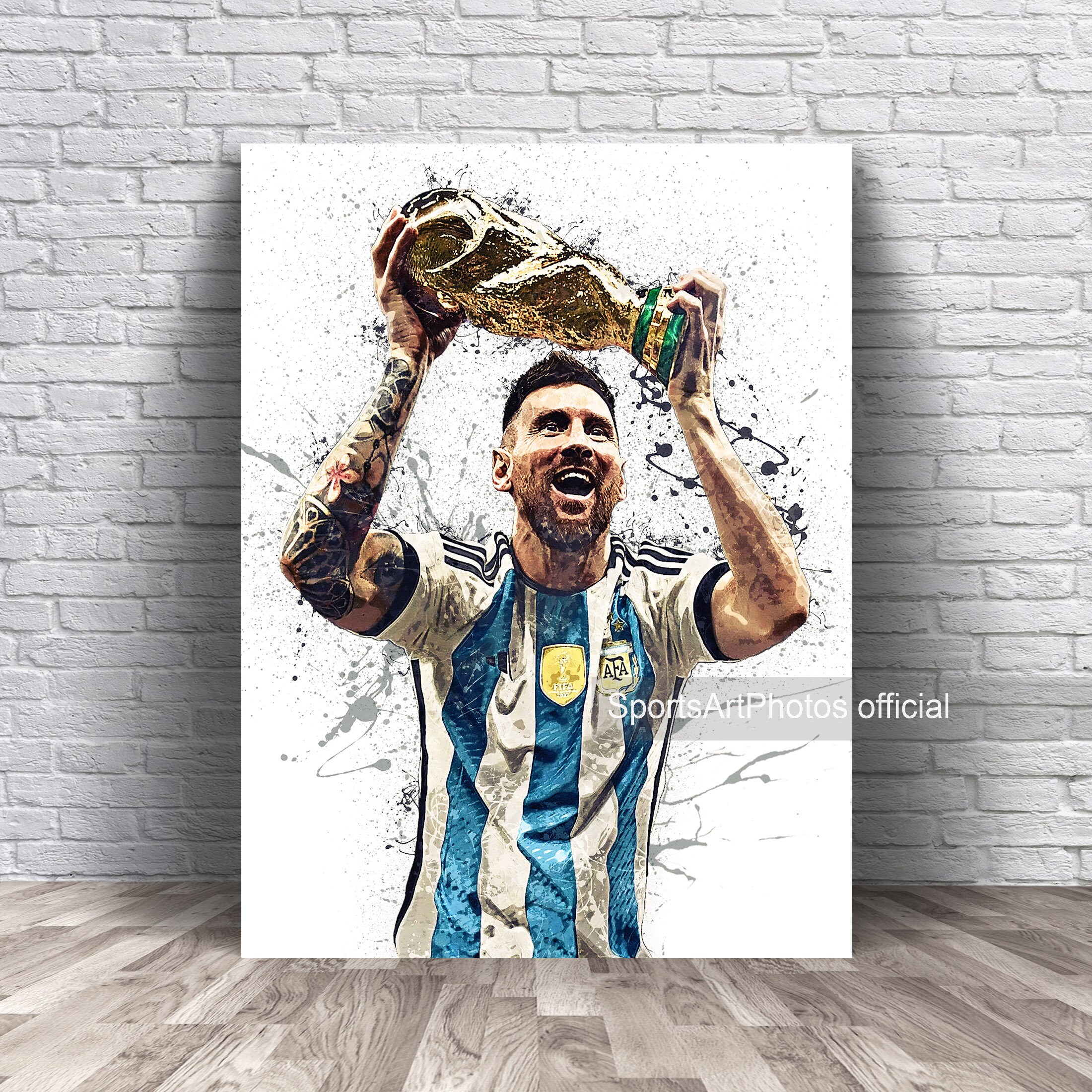 Lionel Messi Poster Celebrates World Cup Canvas Wrap Wall - Etsy UK