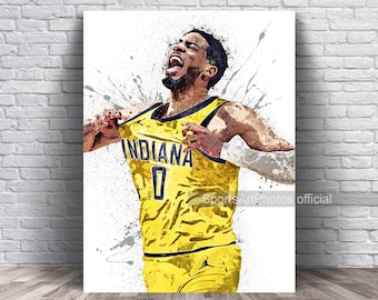 Tyrese Haliburton Poster, Indiana Pacers, Pacers Wall Art, Canvas Print ...