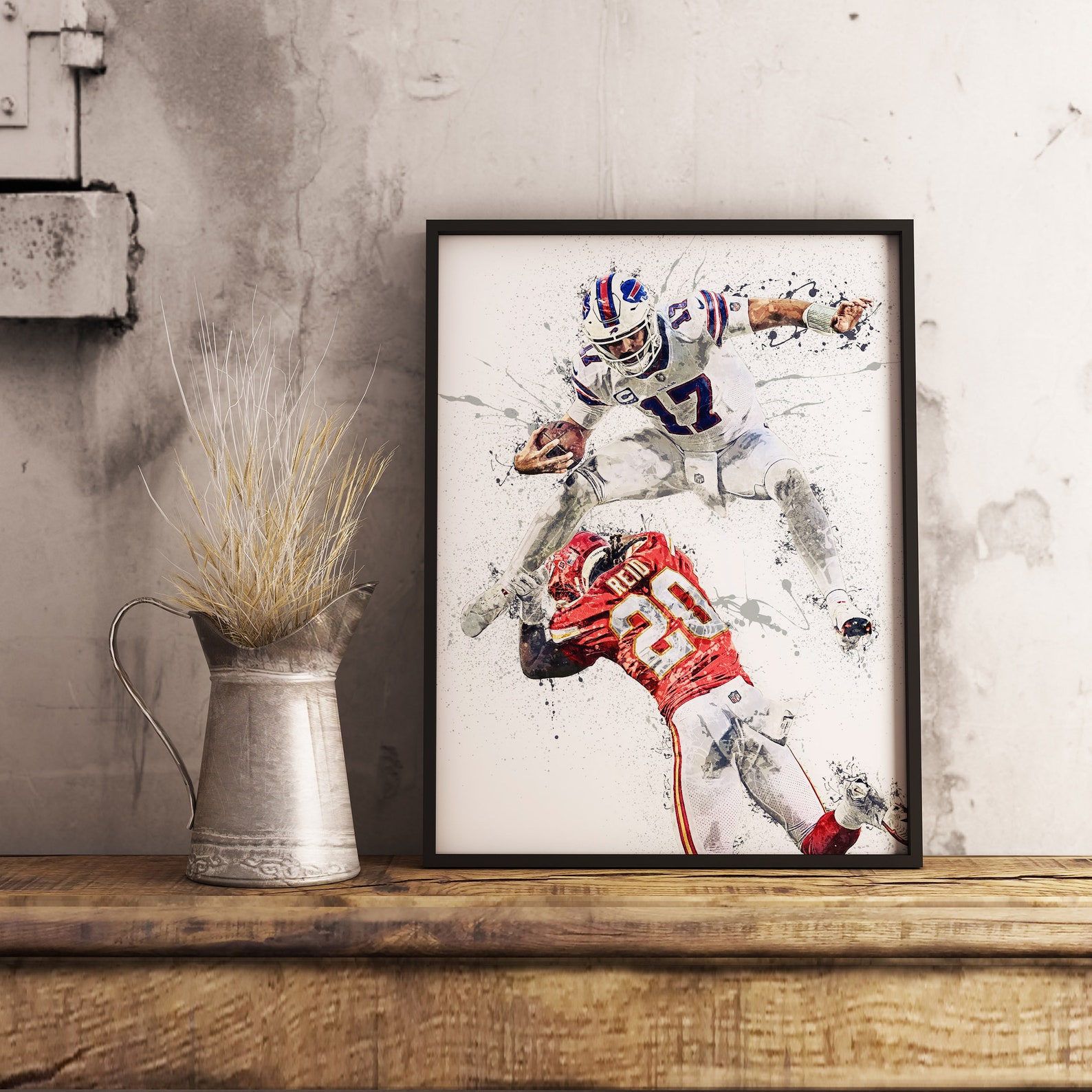 Josh Allen Poster Hurdles Justin Reid Buffalo Bills Wall - Etsy
