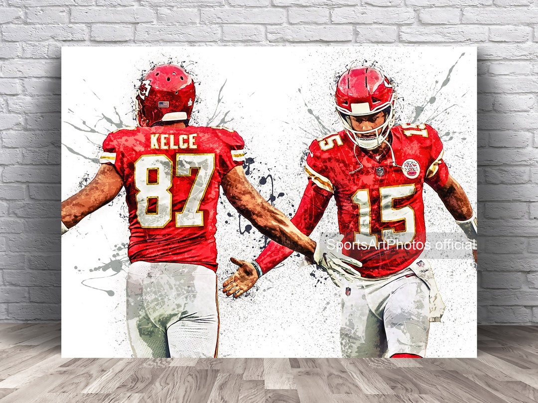 Patrick Mahomes, Travis Kelce Poster, Kansas City Chiefs, Canvas Wrap ...
