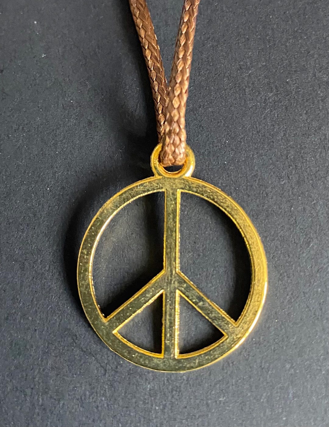 Necklace Rock Peace Sign Choker Necklace: Black - Brown Cord, Silver ...