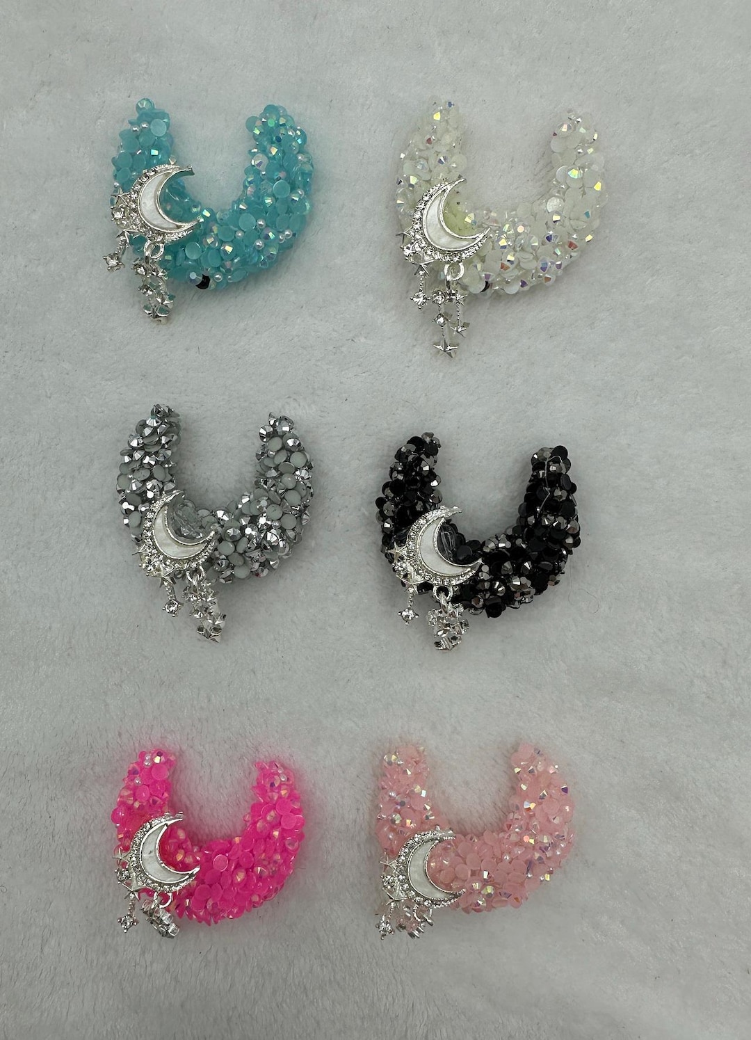 Moon-shaped Acrylic Beads – Glitter Finish & Vibrant Color Mix - Etsy
