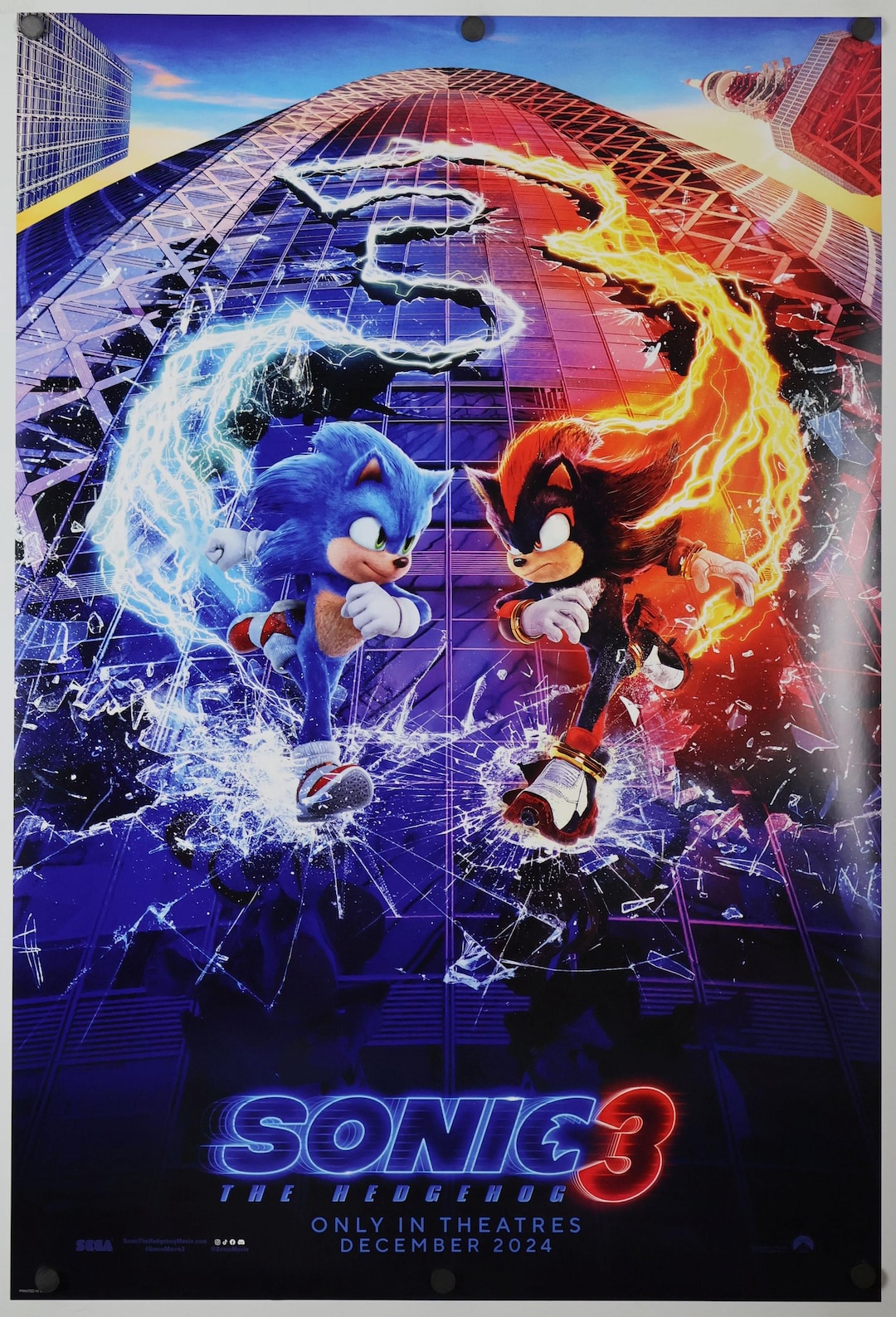 Sonic the Hedgehog 3 Original Theatrical Movie Poster 27x40 Advance ...