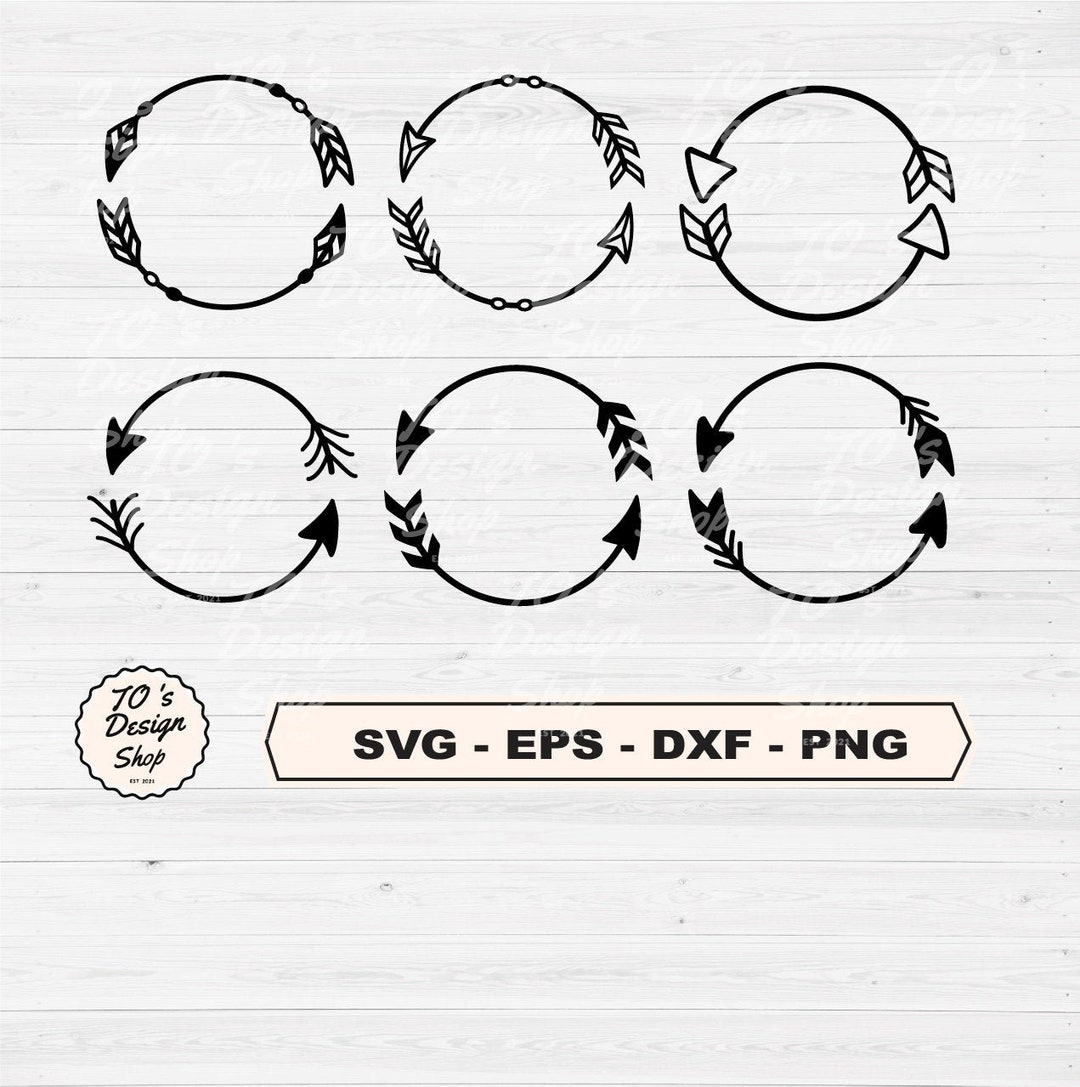 6 Arrow Circle Frame SVG, Arrow Wreath Svg Cut File, Circle Frame Svg ...