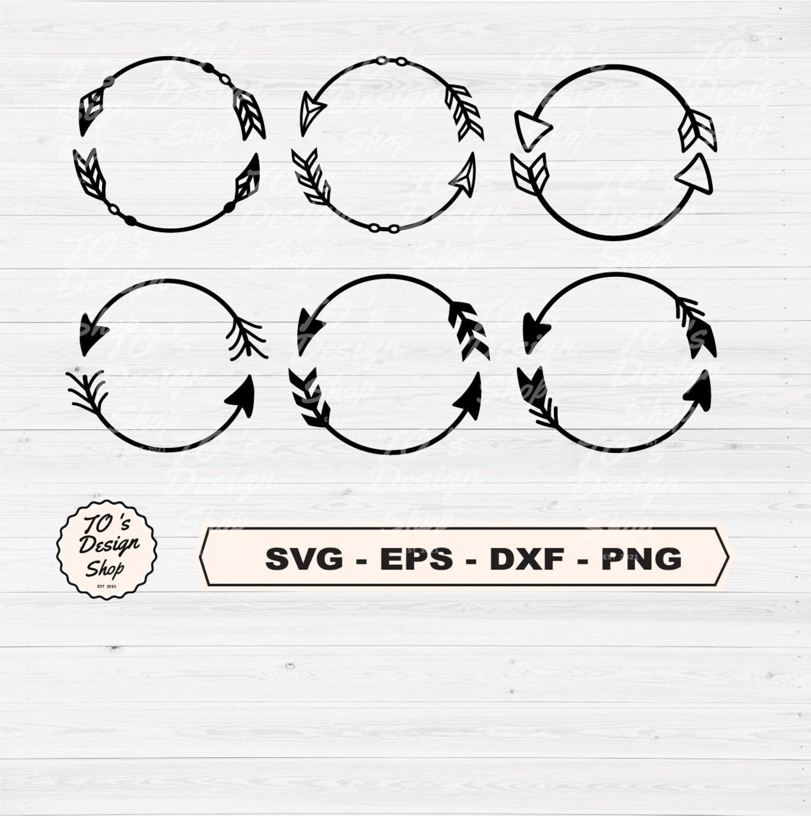 6 Arrow Circle Frame SVG, Arrow Wreath Svg Cut File, Circle Frame Svg ...