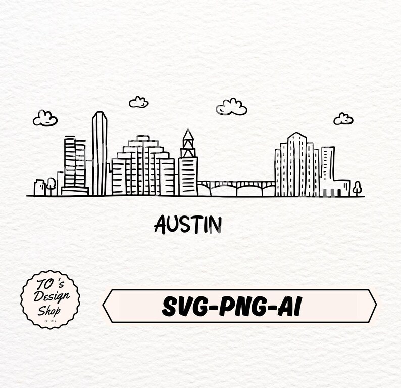 Austin Skyline SVG | City Clipart Vector for Wall Art, Shirts & DIY ...