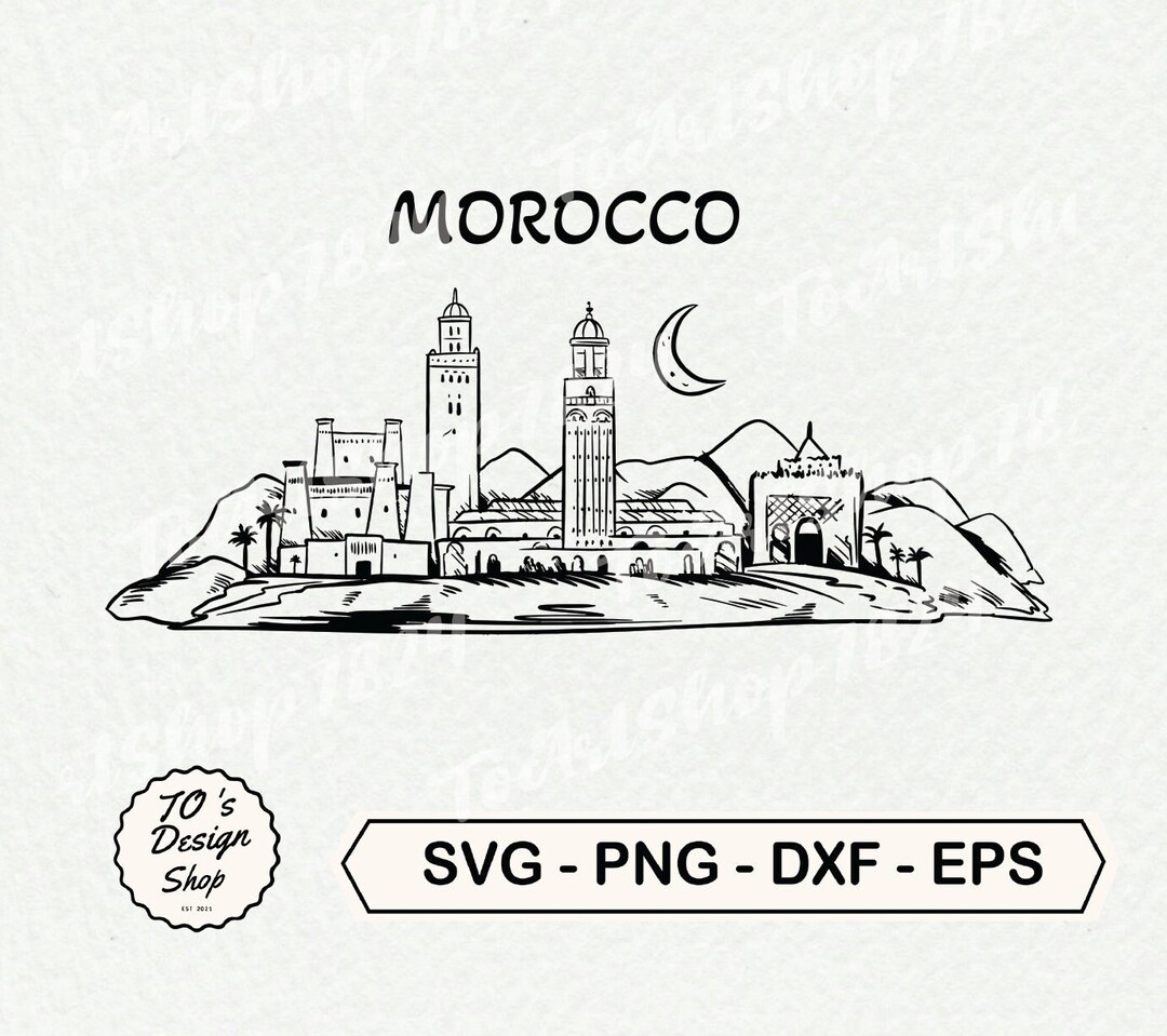Marokko Skyline, Marokko illustriert SVG, niedlicher Marokko Stadt ...