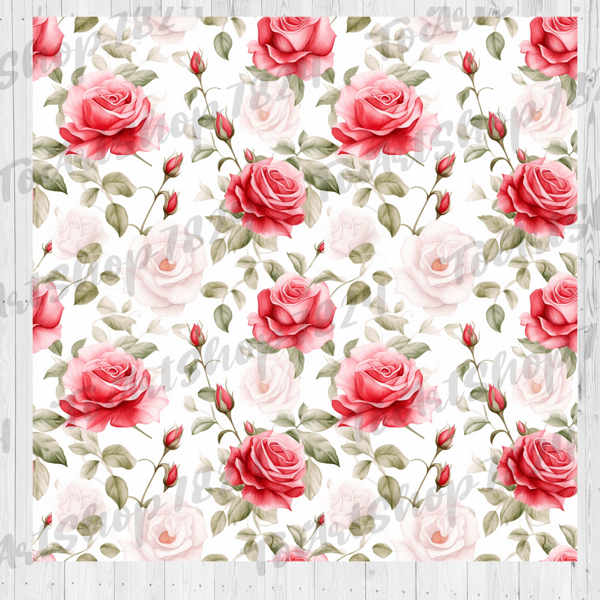 Seamless Rose Watercolor Digital Paper Colorful Rose - Etsy