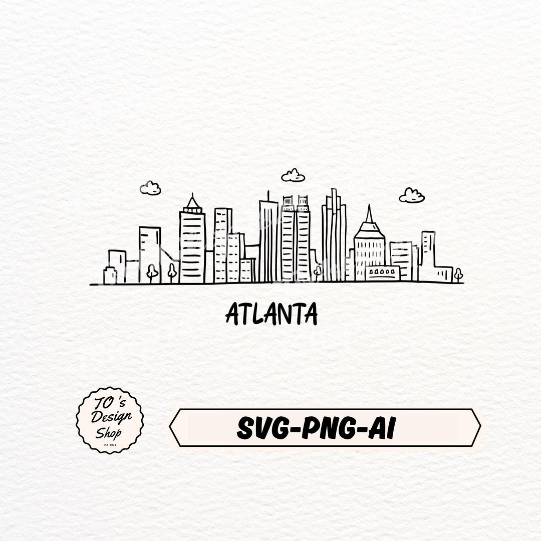 Atlanta Skyline SVG | City Clipart Vector for Wall Art, Shirts & DIY ...