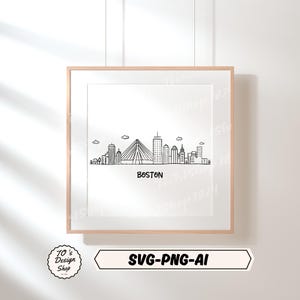 Boston Skyline SVG | City Clipart Vector for Wall Art, Shirts & DIY ...
