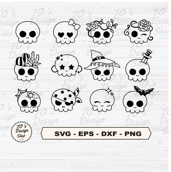 Halloween Cute Skull Digital File Happy Halloween Svg Cute Etsy