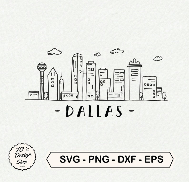Skyline Dallas Usa Dallas Illustrated SVG Cute Dallas City - Etsy