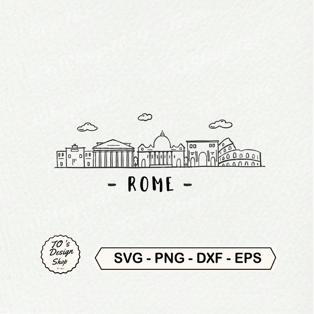 Rome Skyline USA, Italy Rome Illustrated SVG, Cute Rome City Vector ...