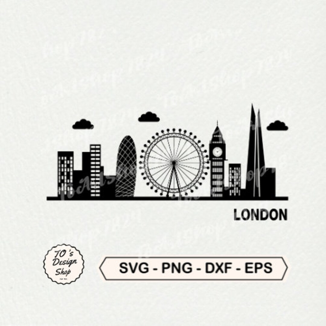 Skyline London UK, London Illustrated SVG, Cute London City Vector ...